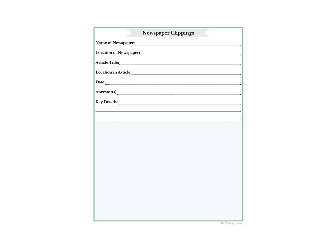 Newspaper Clippings Sheet | Articles Organizer | Fillable Printable ...