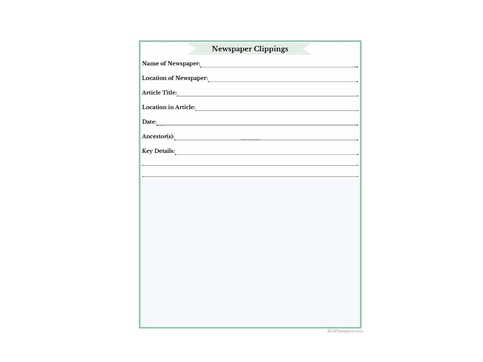 Newspaper Clippings Sheet | Articles Organizer | Fillable Printable ...