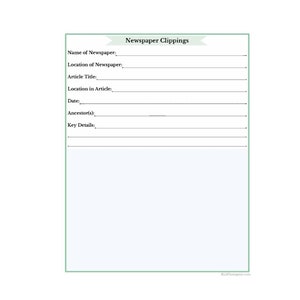 Newspaper Clippings Sheet | Articles Organizer | Fillable Printable ...
