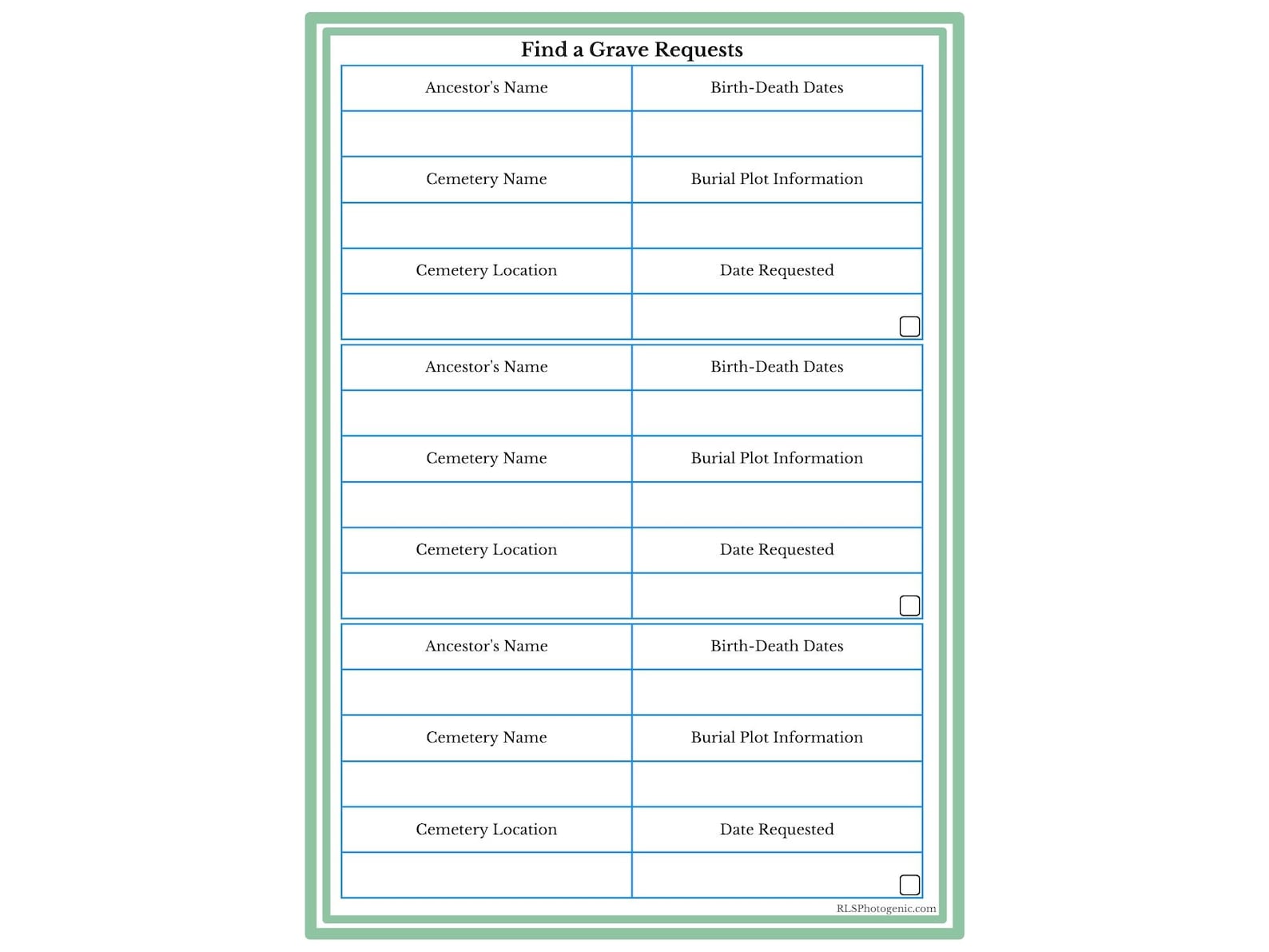 Find a Grave Requests Organizer | Cemetery Records | Family Tree ...