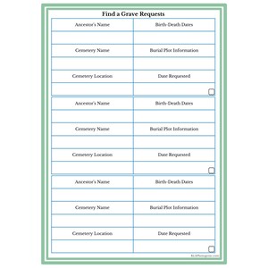 Find a Grave Requests Organizer | Cemetery Records | Family Tree ...