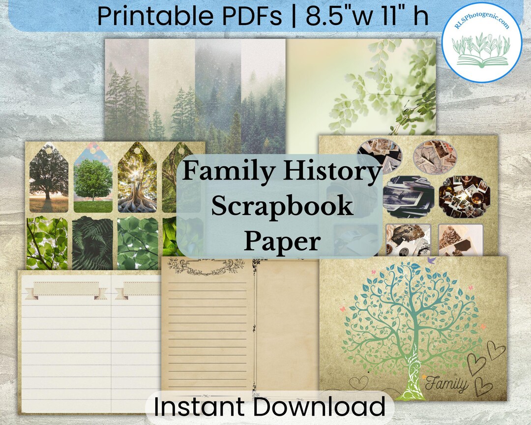 Family Tree Scrapbook Paper | Genealogist Gift | Junk Journal Ancestry ...
