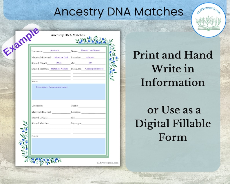 Ancestry DNA Matches Template | Family History Sheet | Genetic ...