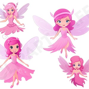 Cute Pink Fairy Clipart, Fairies Clipart, 20 PNG Files With Transparent ...