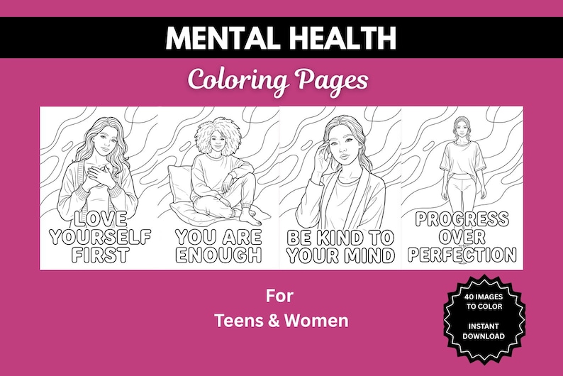 Mental Health Coloring Pages | Self-love Affirmations, Anxiety Relief ...