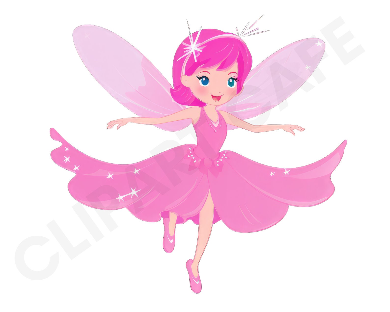 Cute Pink Fairy Clipart, Fairies Clipart, 20 PNG Files With Transparent ...