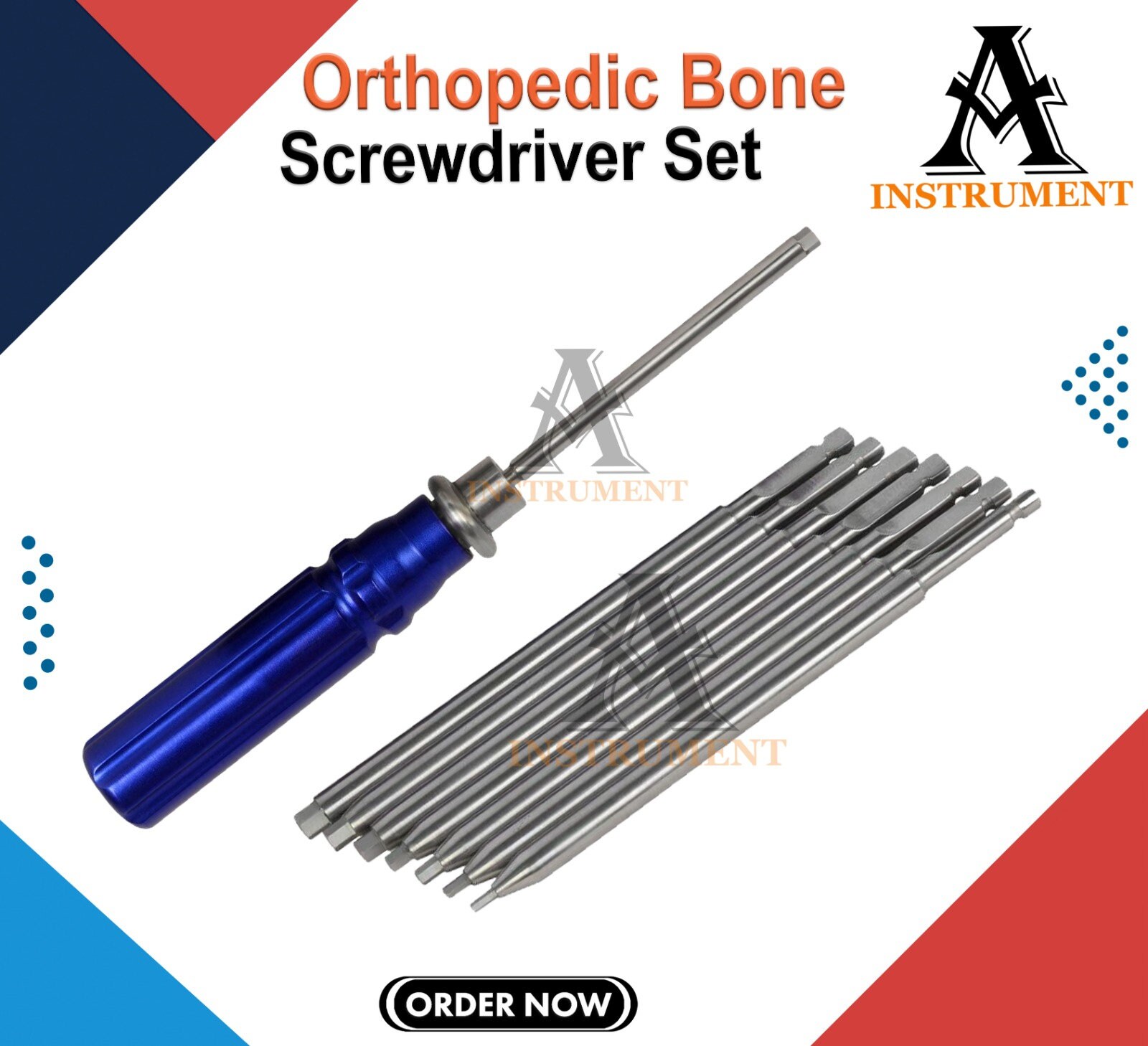 Orthopedic Bone Screwdriver Set With Quick Coupling Handle Surgical ...
