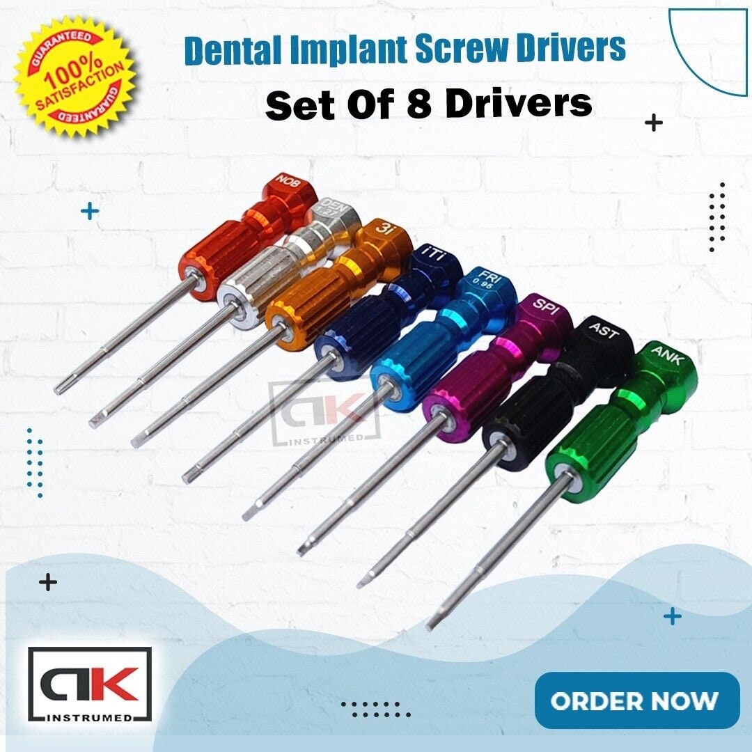 Dental Implant Screw Driver Kit Abutment Implant Set of 8 Drivers New ...