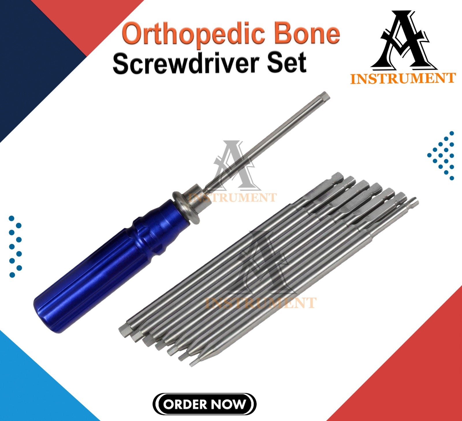 Orthopedic Bone Screwdriver Set With Quick Coupling Handle Surgical ...