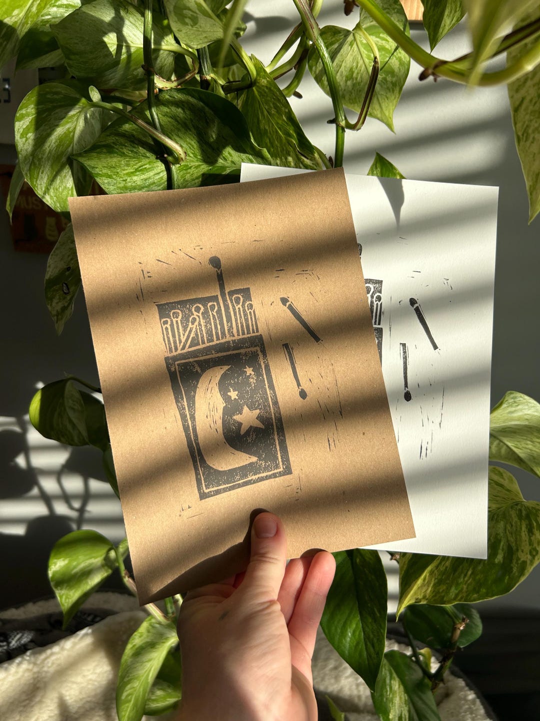 Magic Matchbox Linocut Print, Handmade Linoprint, Whimisical Witch ...