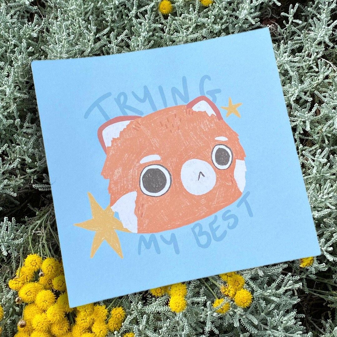 Supportive Red Panda Art Print, Cute Animal Lover Gift Ideas Wall Decor ...