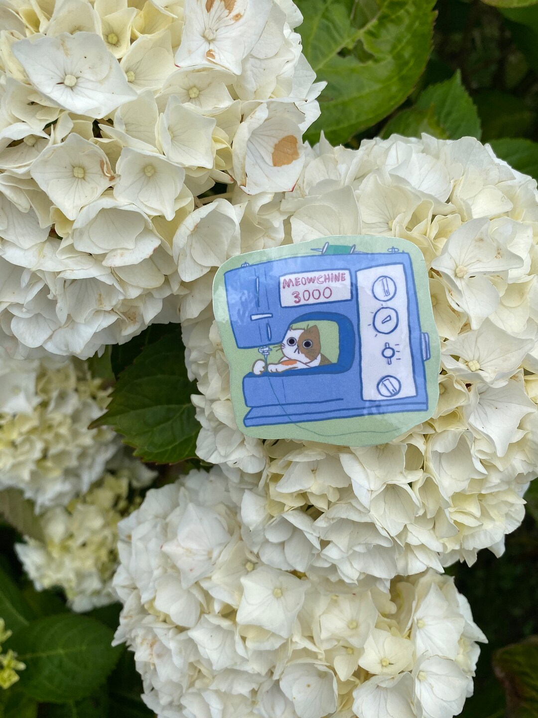 Cat With Sewing Machine Sticker, Cute Calico Cat, Cat Lover Journaling ...