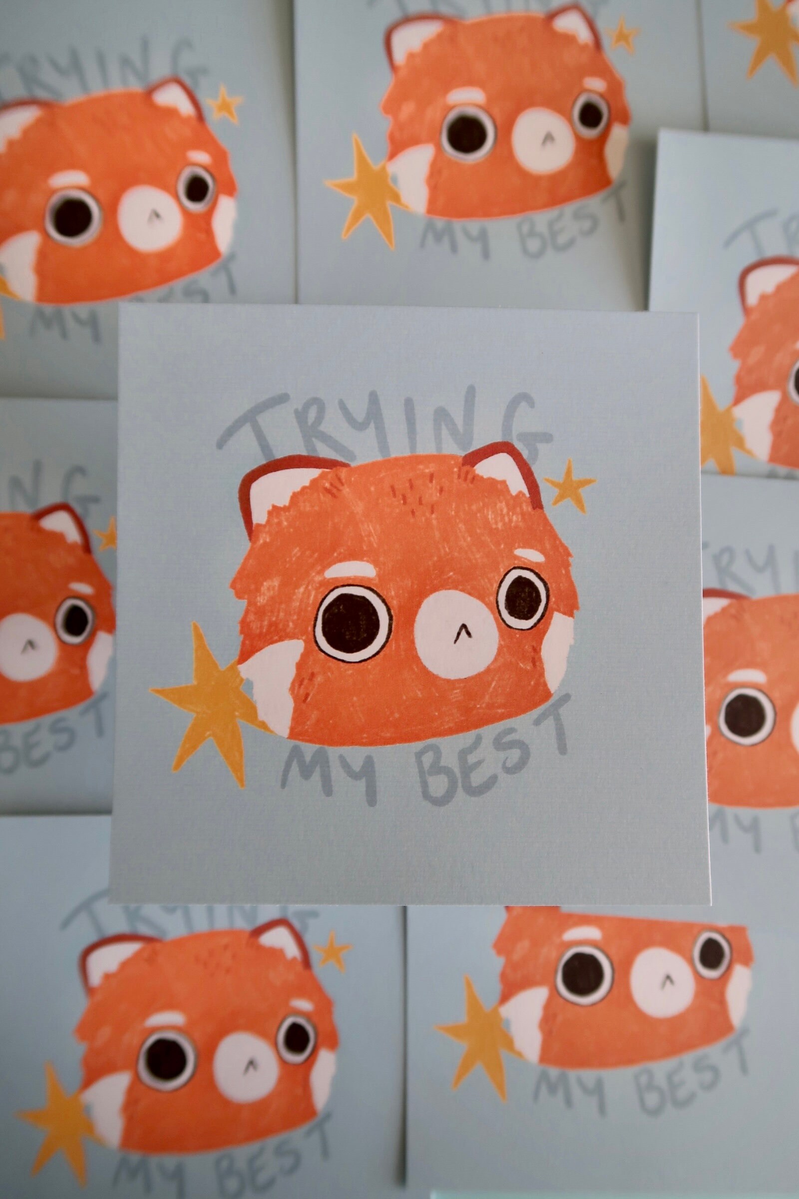 Supportive Red Panda Art Print, Cute Animal Lover Gift Ideas Wall Decor ...