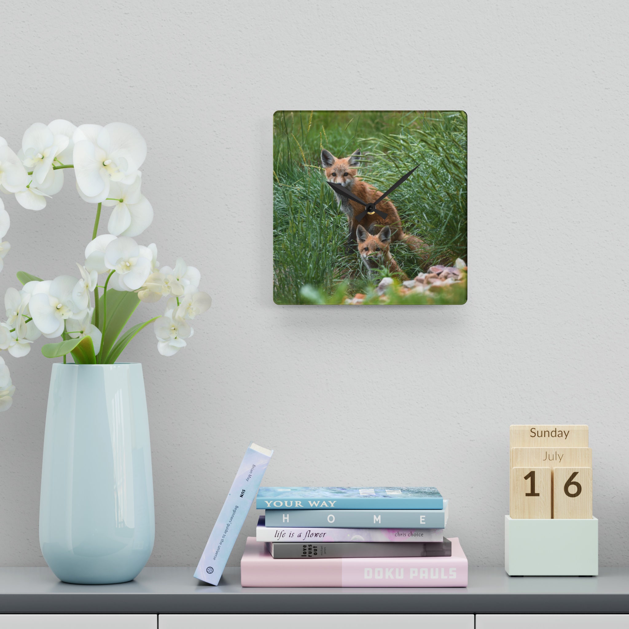 Wildlife Photography Clock, Fox Kit Clock, Fox Analog Clock, Red Fox ...