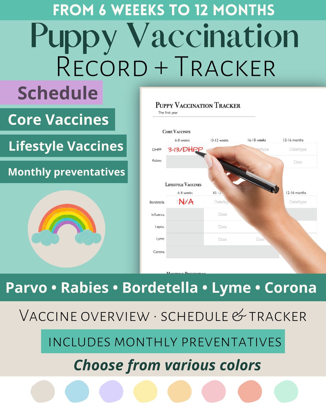 Printable Puppy Vaccination Record PDF - Etsy