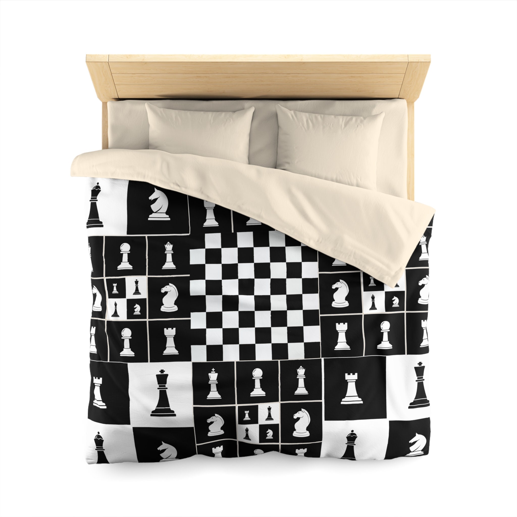 Chess Duvet Cover, King and Queen Size, 100% Polyester, Microfiber ...