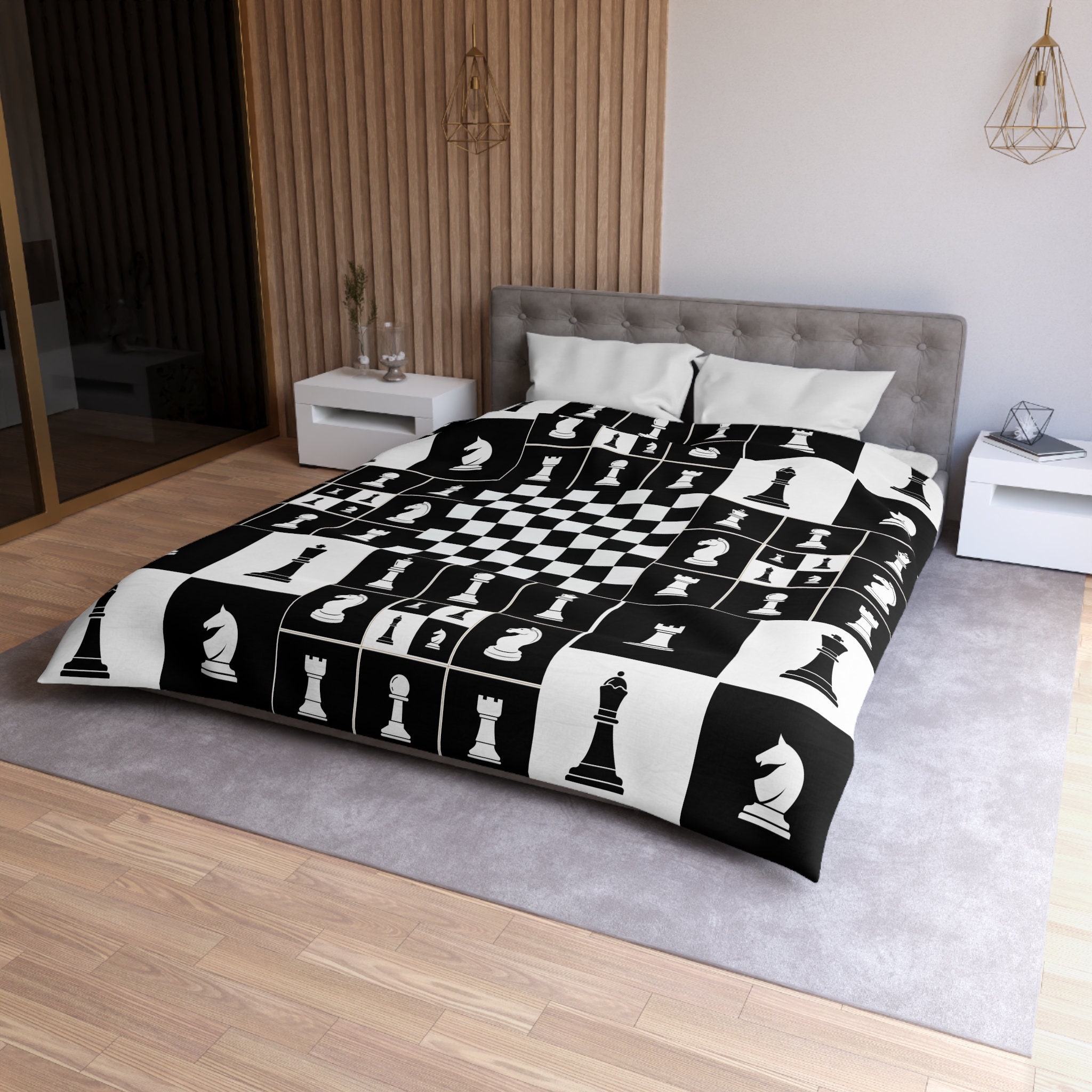 Chess Duvet Cover, King and Queen Size, 100% Polyester, Microfiber ...