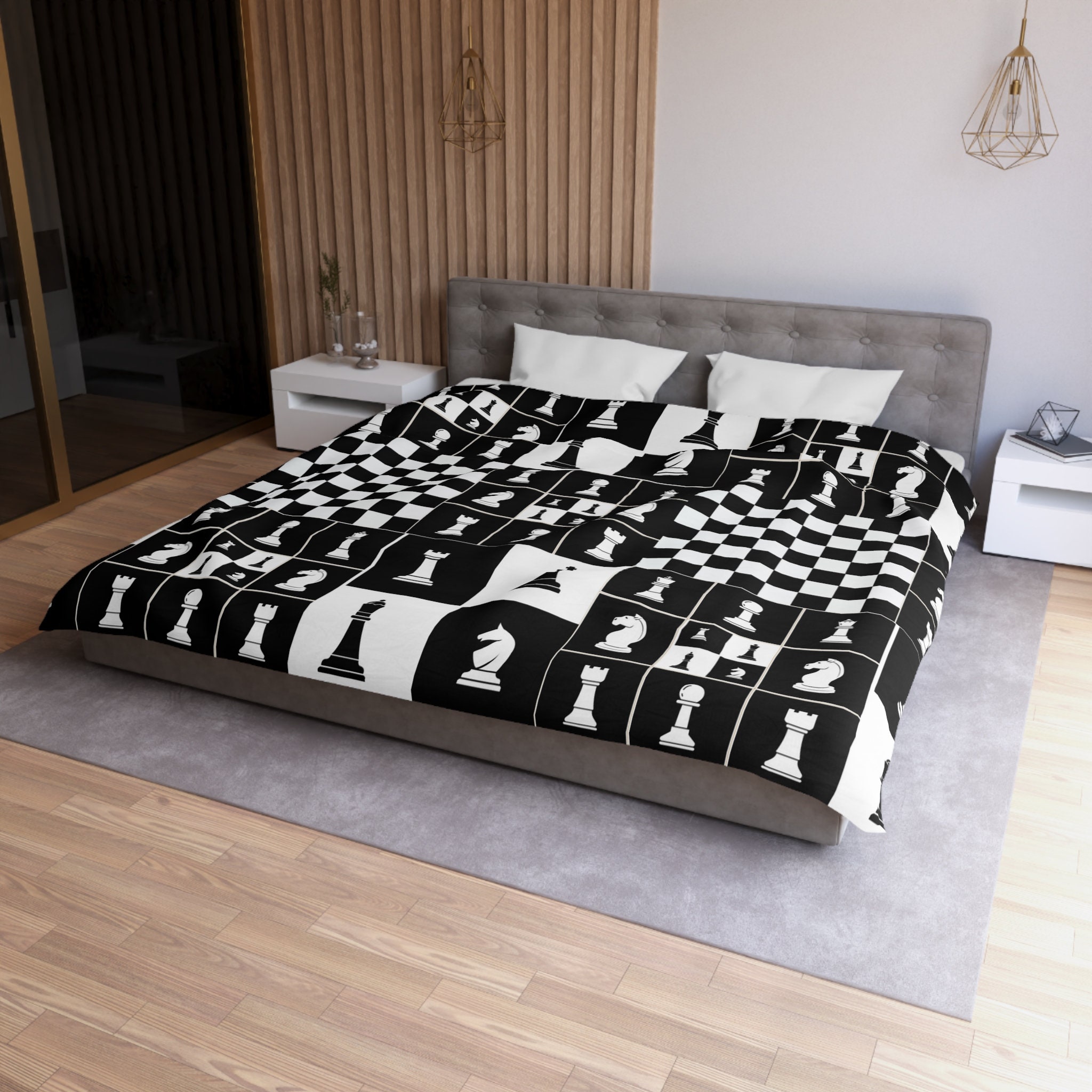 Chess Duvet Cover, King and Queen Size, 100% Polyester, Microfiber ...