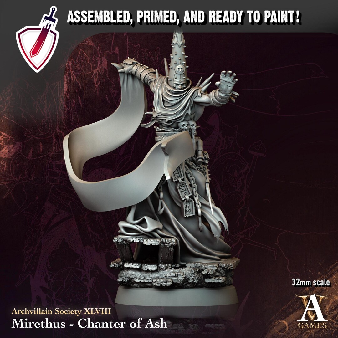 Mirethus - Chanter of Ash | Resin Miniature by Archvillain Games | for ...