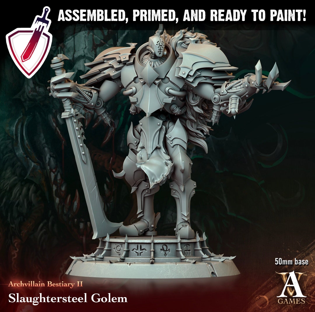 Slaughtersteel Golem | Miniature by Archvillain Games | Resin Mini for ...