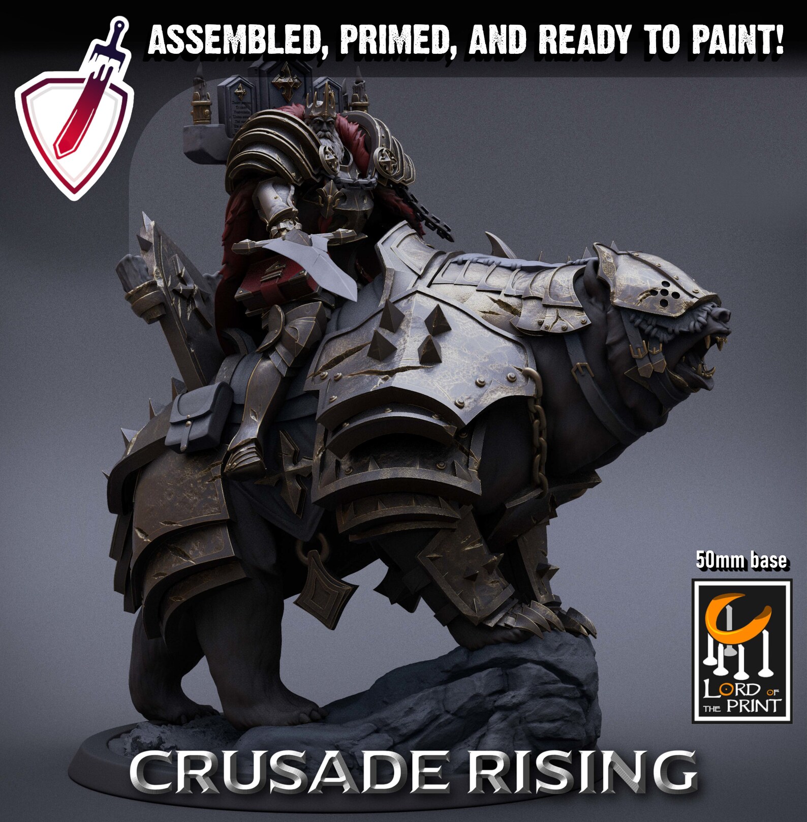 Mounted Templar King | Miniature by Lord of the Print | Resin Mini for ...