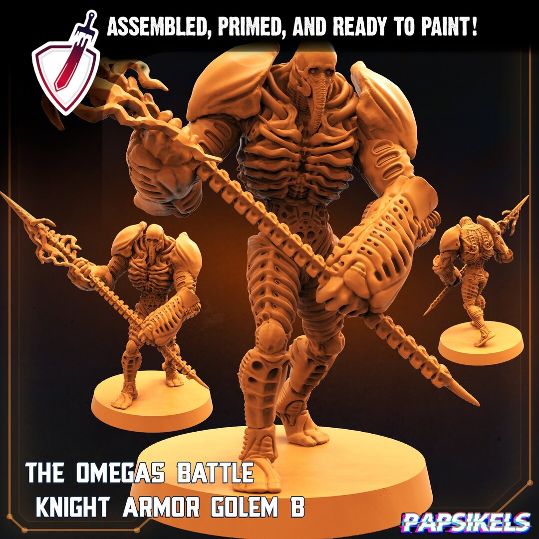 Omega Battle Knight Armor Golem B | Miniature by Papsikels | Resin Mini ...