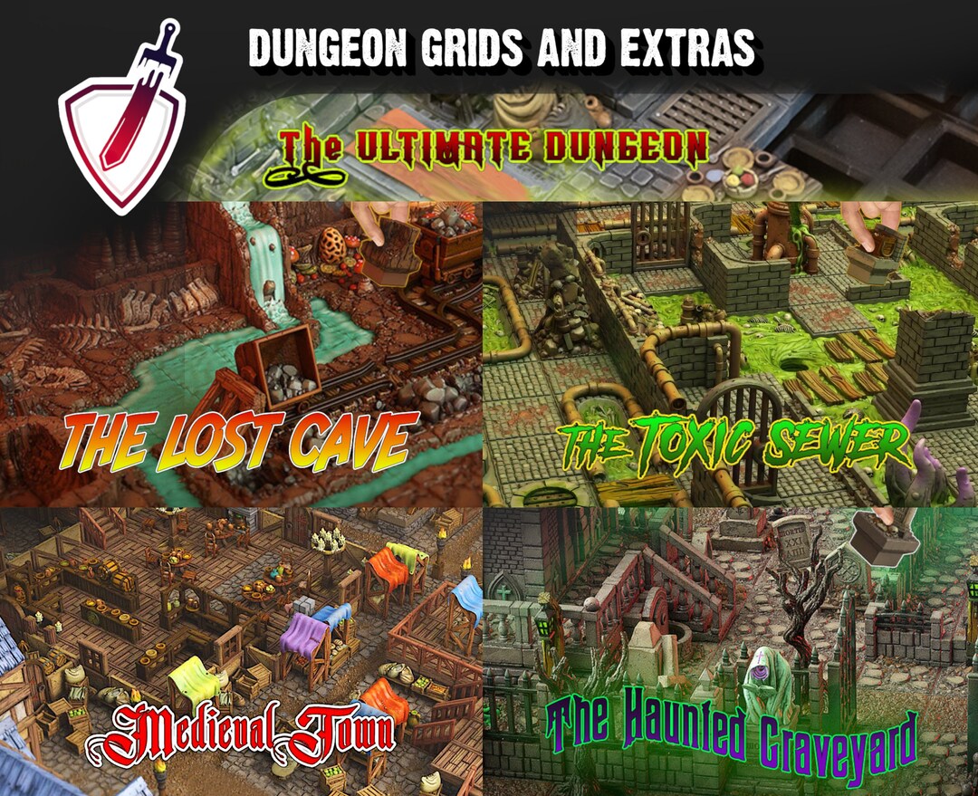 Dungeon Blocks Level Grids and Extras | Great for D&D, Pathfinder, or ...
