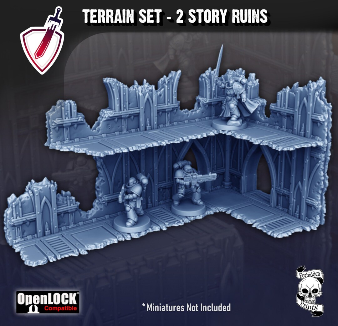 Two Story Ruins Tabletop Terrain | Destroyed Gothic Cathedral | by ...