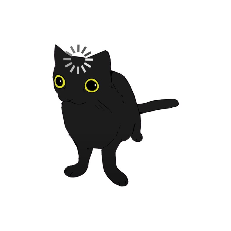 Jinx the Famous Thinking Cat, Funny Black Kitten, No Thoughts Head ...