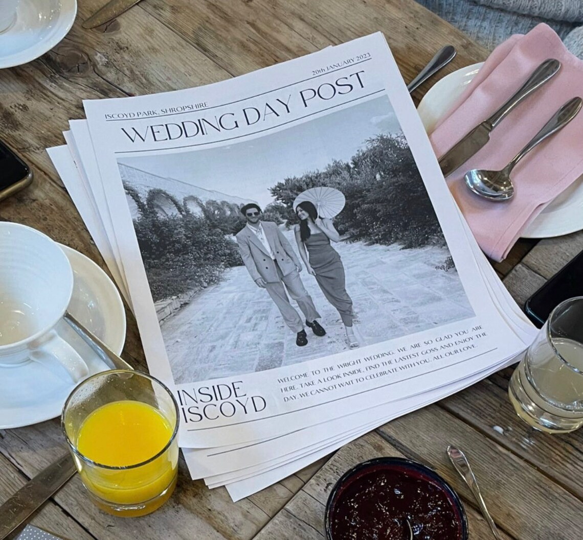 Wedding Newspaper - Downloadable Template Link on Canva - DIY Template ...