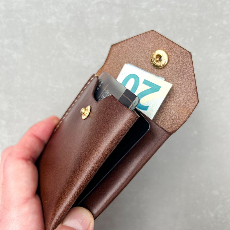 Coin Pocket Minimalist Wallet Dark Brown Premium Quality - Etsy