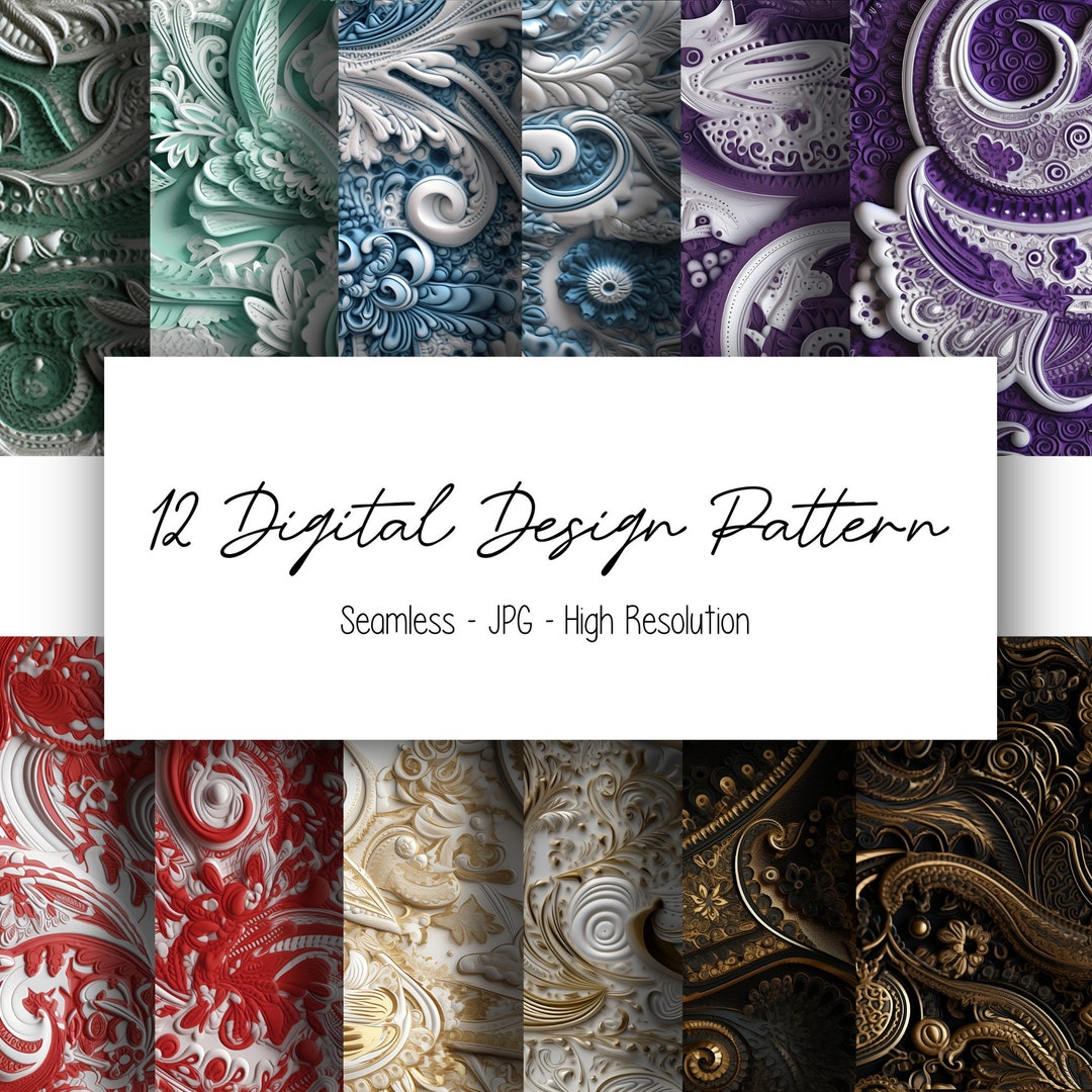 3D Paisley Paper Collection 12 Seamless Designs, Digital Paper ...