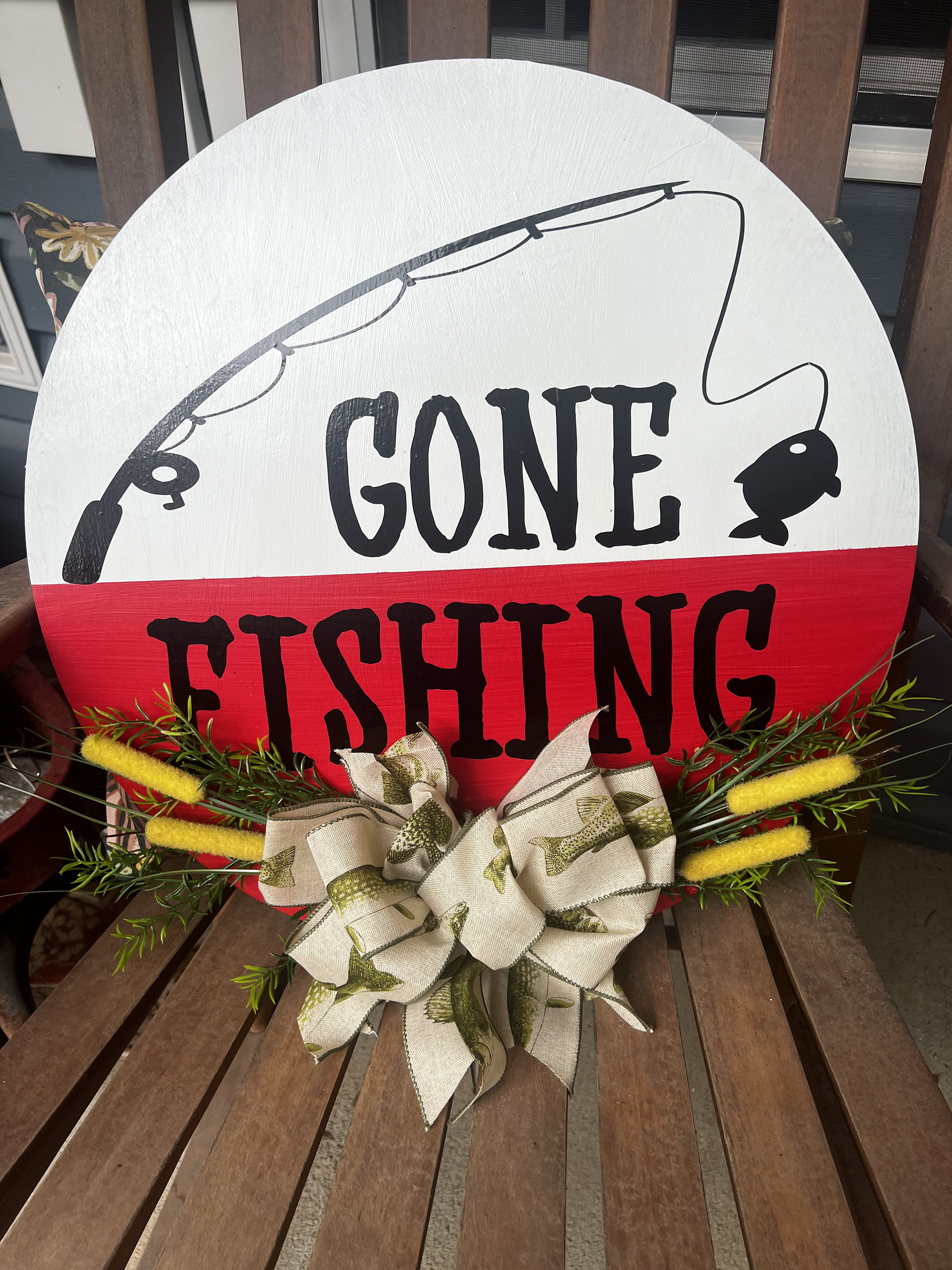 Gone Fishing Round Wood Sign - Etsy