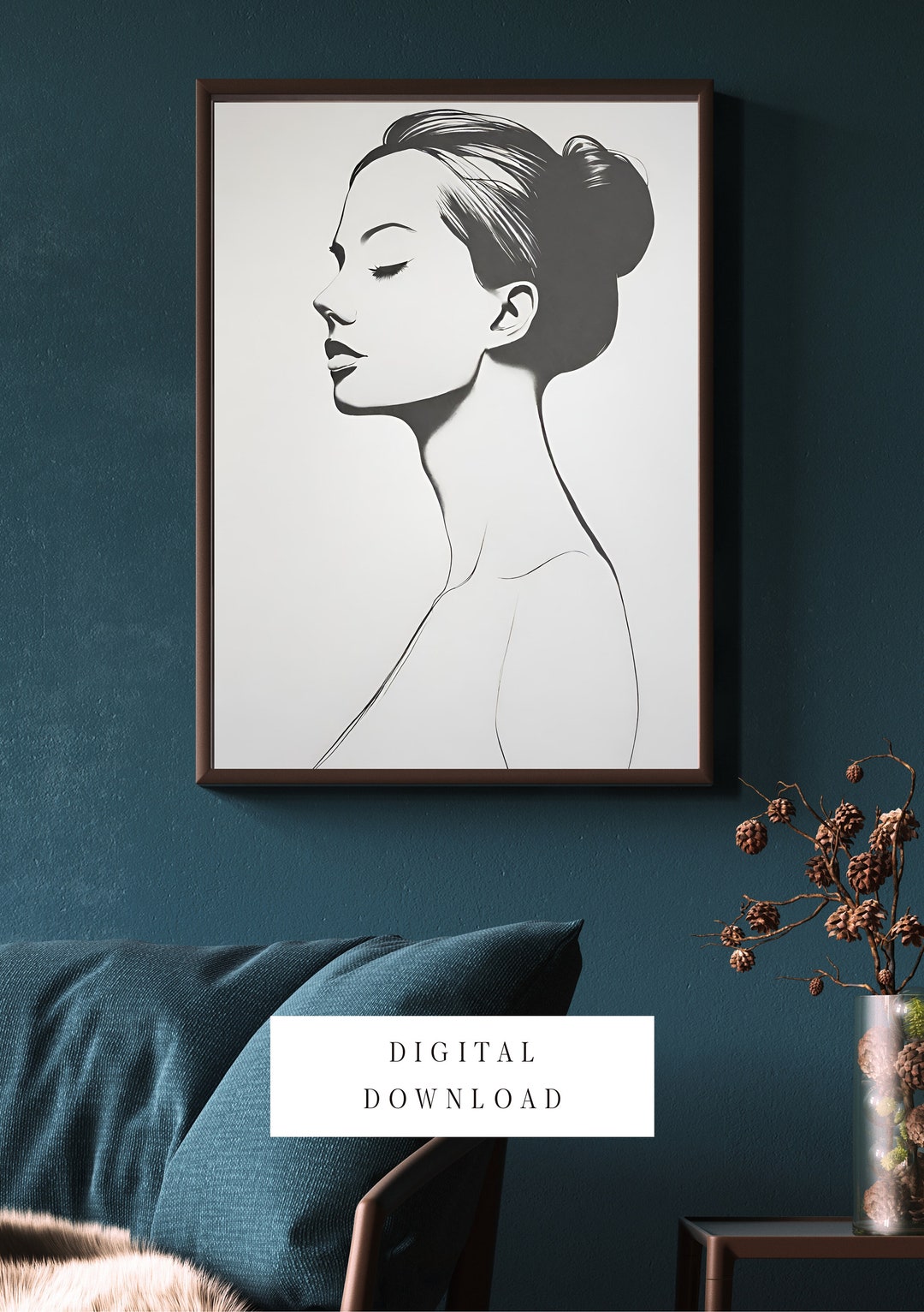 A Romantic Graphite Drawing Series: Silhouette of a Woman! Minimalist ...