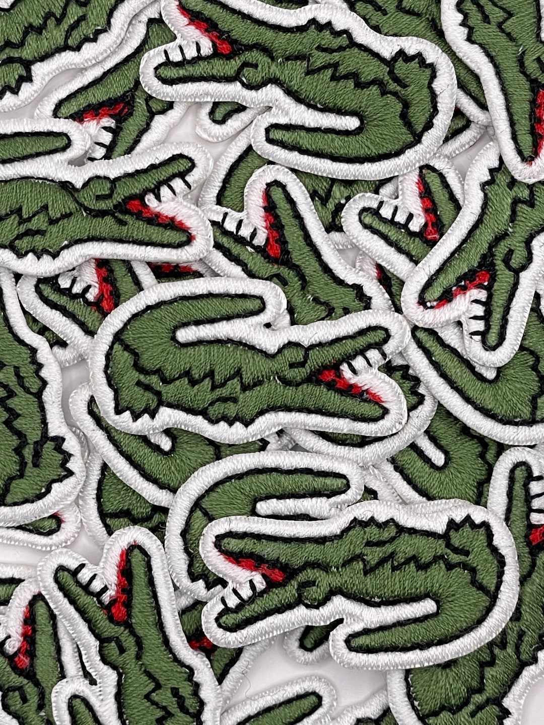 Sew on Lacoste Green Alligator Embroidered Logo Applique Fabric Badge ...