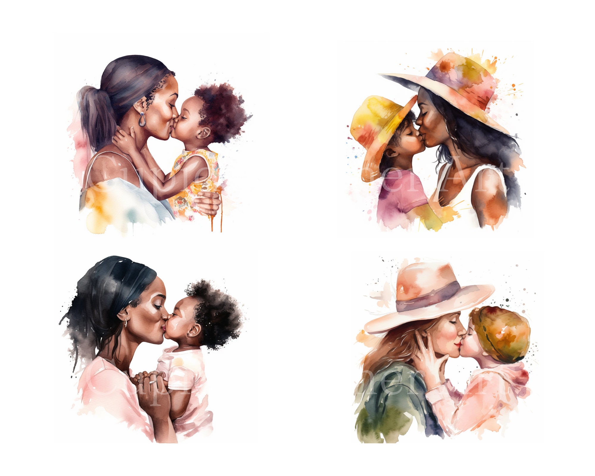 Mothers Day Clipart PNG Watercolor Clipart Collection, Mother Daughter ...