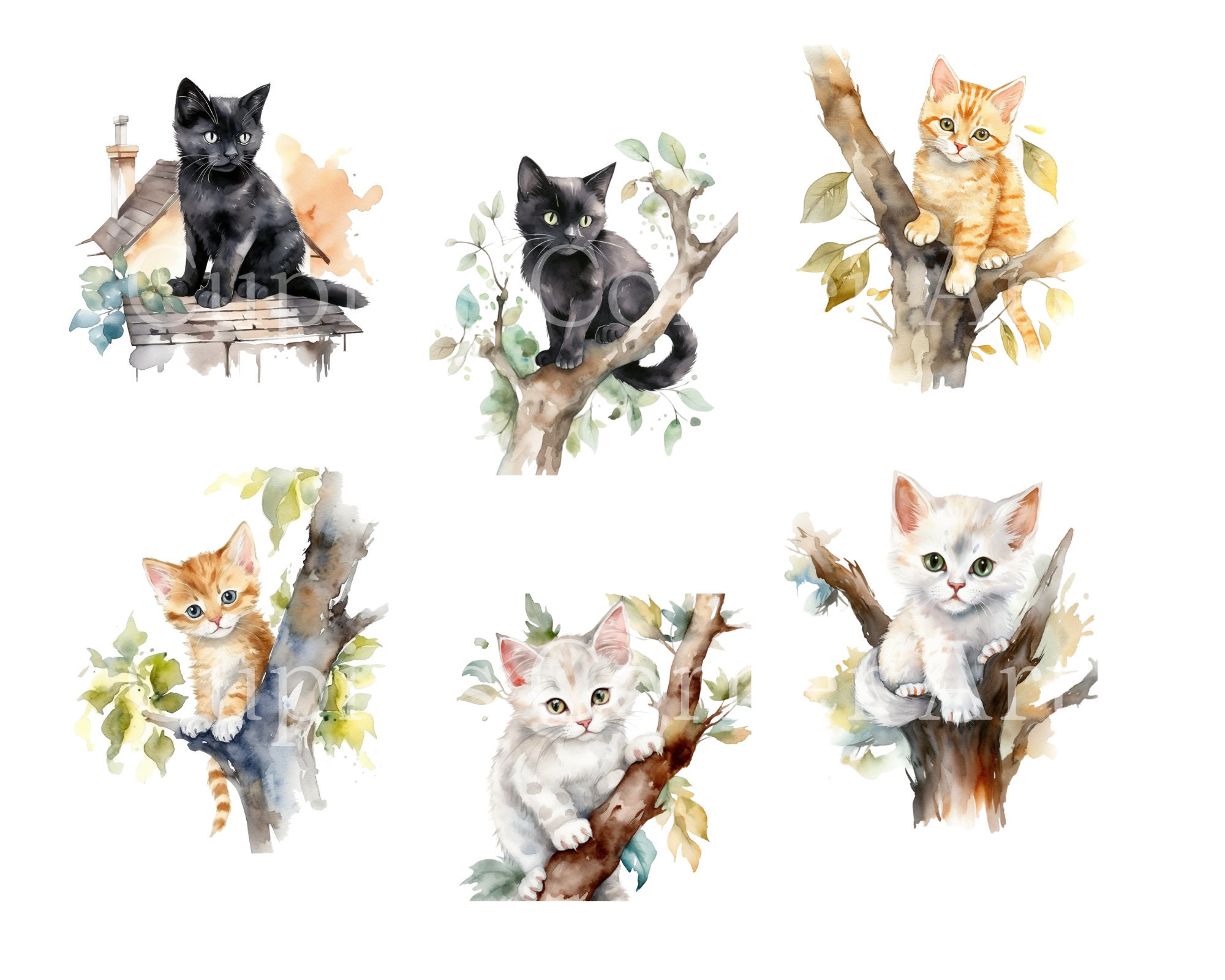 Watercolor Cat Clipart PNG - Kitten Clipart Collection, Watercolor ...