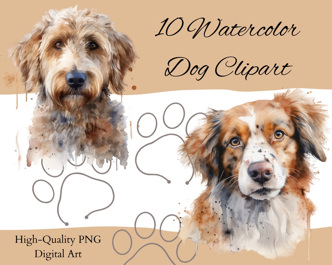 Dog Watercolor Clipart Collection - Animal Clipart, 10 High Quality Dog ...