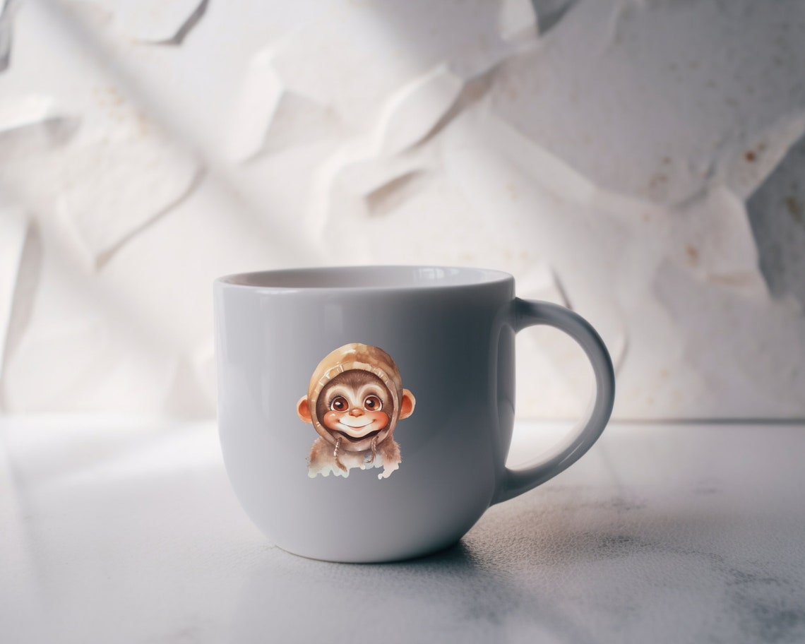 Watercolor Animal Clipart - Cute Monkey Clipart - Monkey Watercolor ...