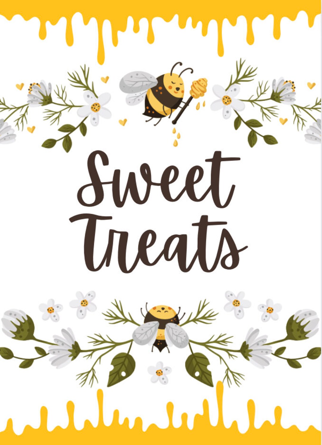 Bee Theme Sweet Treats Sign, Printable Digital Download - Etsy