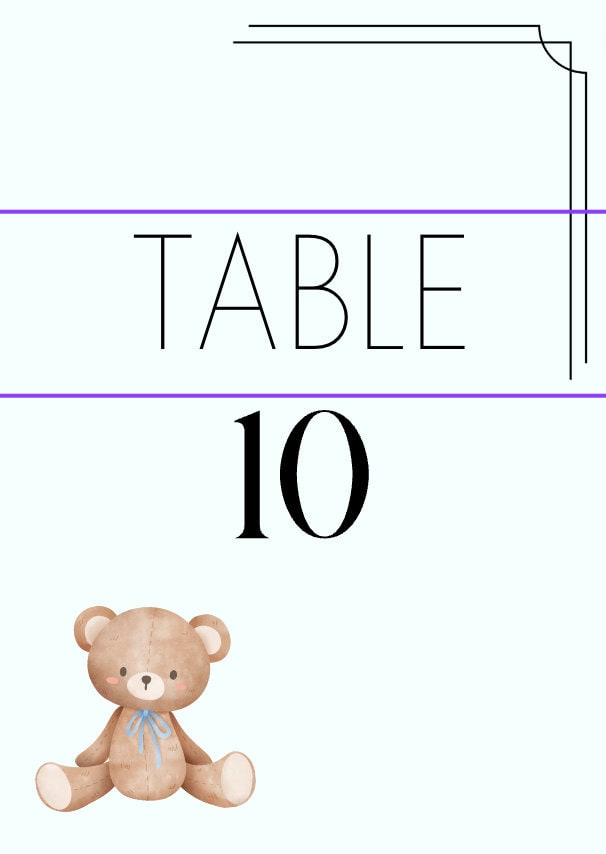 Baby Bear Table Numbers, Printable Digital Download - Etsy