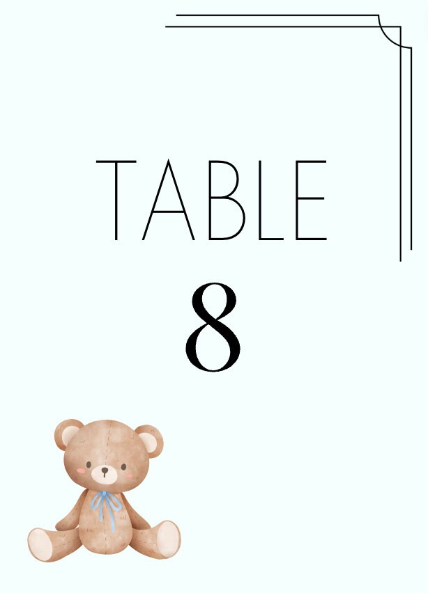 Baby Bear Table Numbers, Printable Digital Download - Etsy