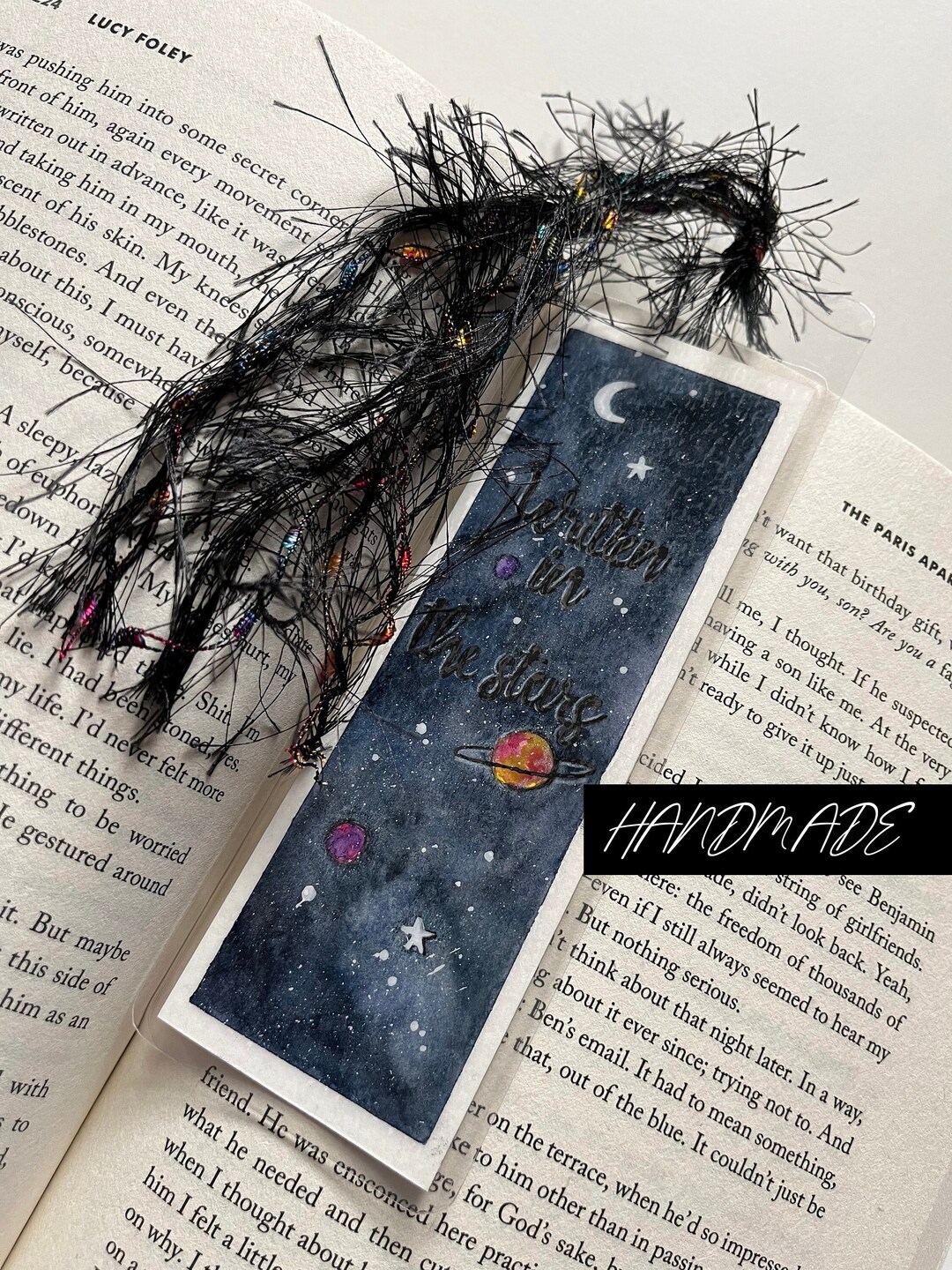 Handmade Outer Space Bookmark With Tassel, Laminated Bookmark ...
