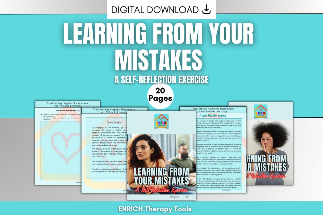 Learn From Your Mistakes Exercise, Self Reflection Workbook Exercise ...