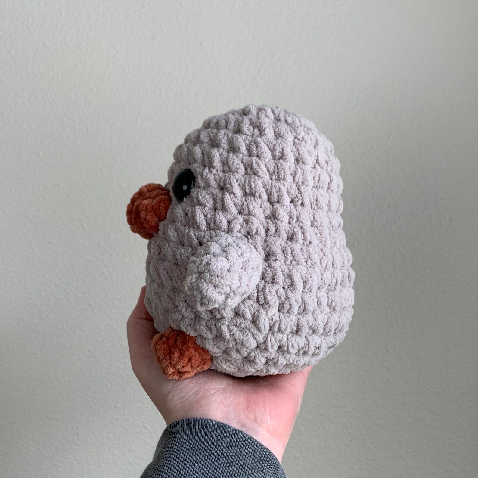Handmade Crochet Grey Duck, Bernat Blanket Yarn Crochet Amigurumi ...