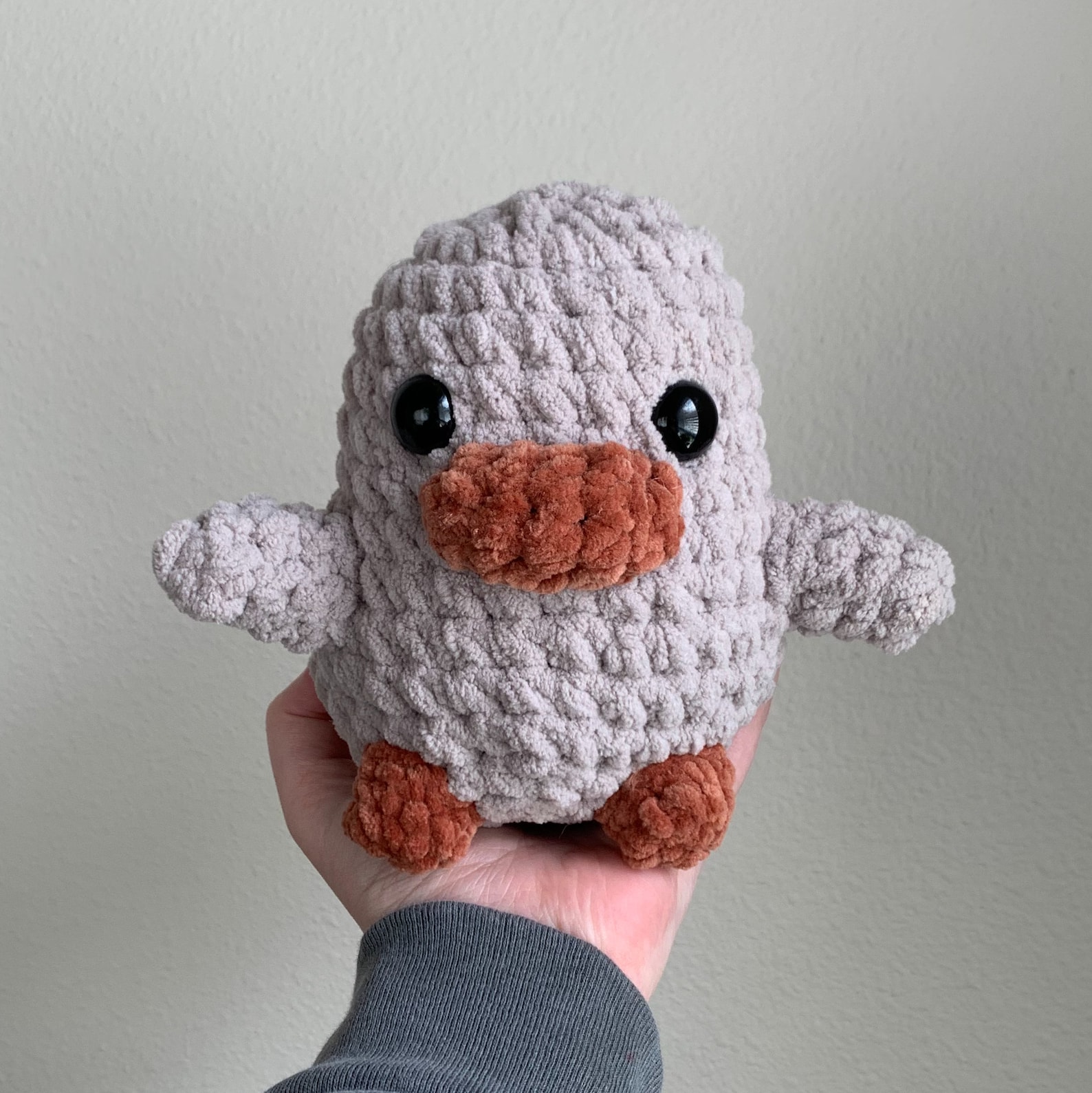 Handmade Crochet Grey Duck, Bernat Blanket Yarn Crochet Amigurumi ...