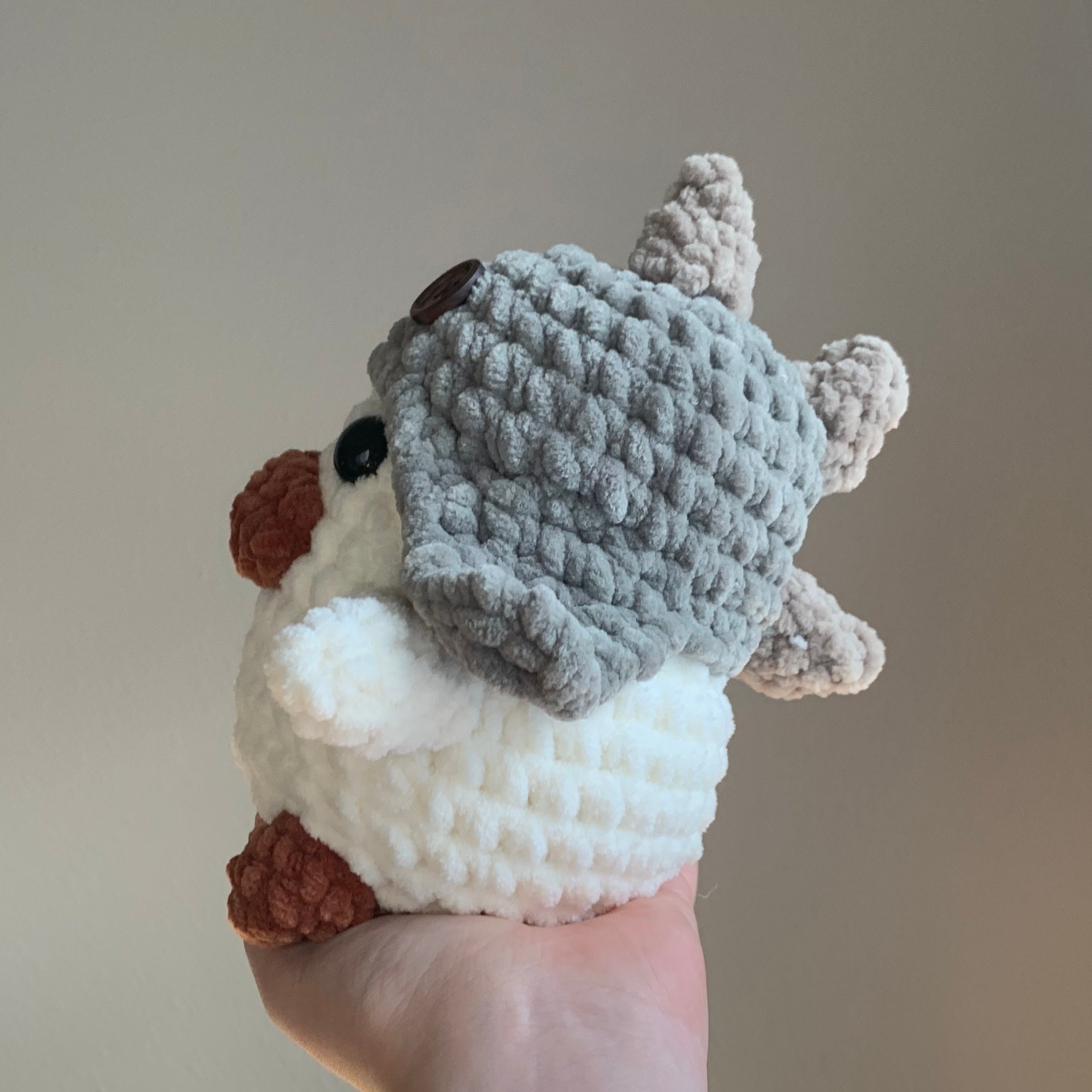 Handmade Crochet Duck With Dinosaur Hat, Bernat Blanket Yarn Crochet ...