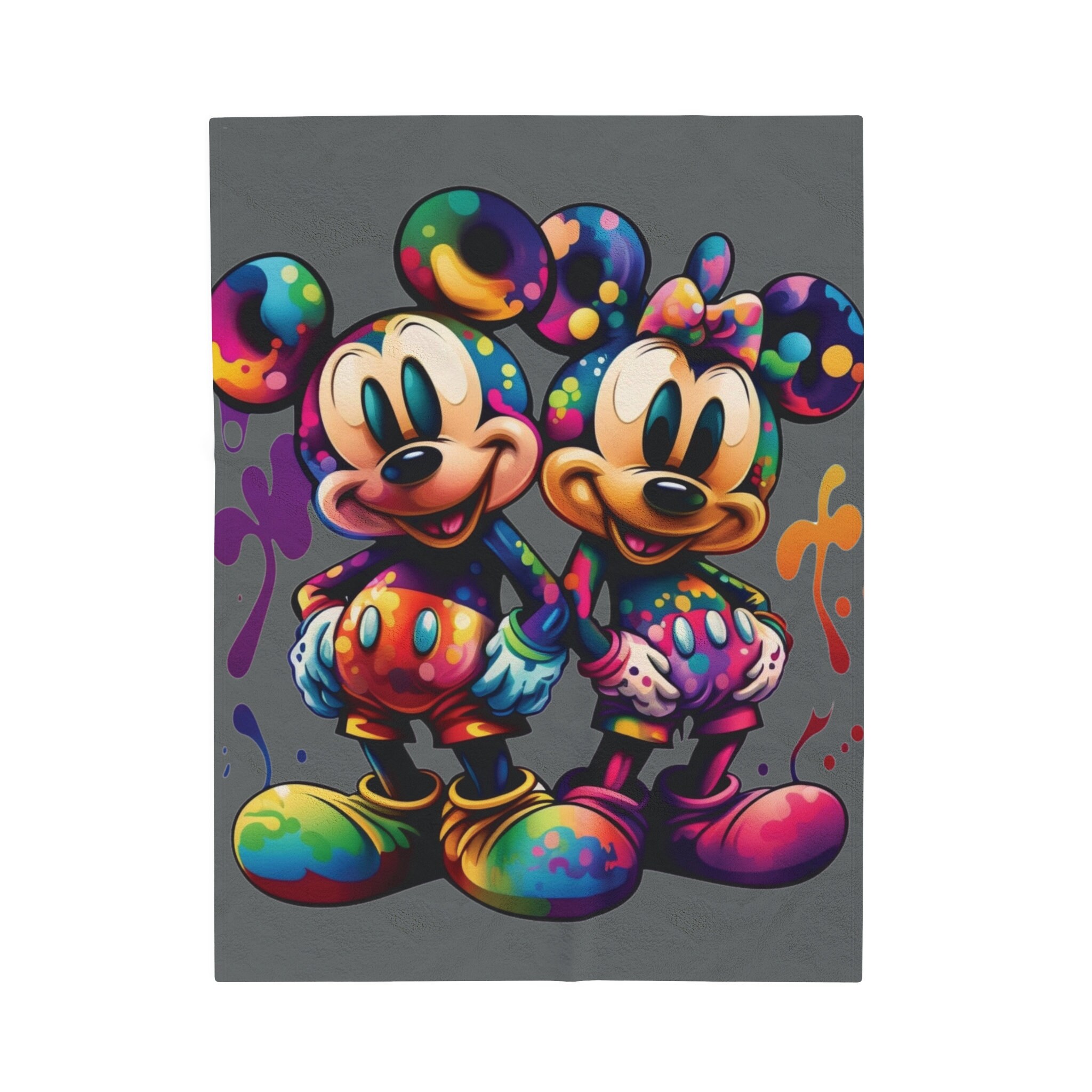 Mickey & Minnie Mouse (splash Color) Velveteen Plush Blanket - Etsy