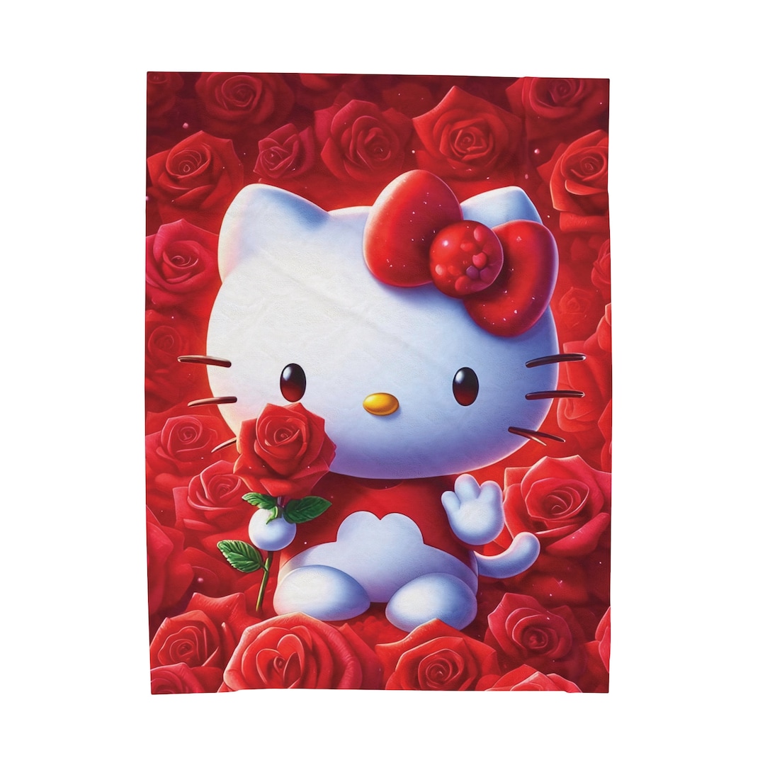 Hello Kitty (roses) Velveteen Plush Blanket - Etsy