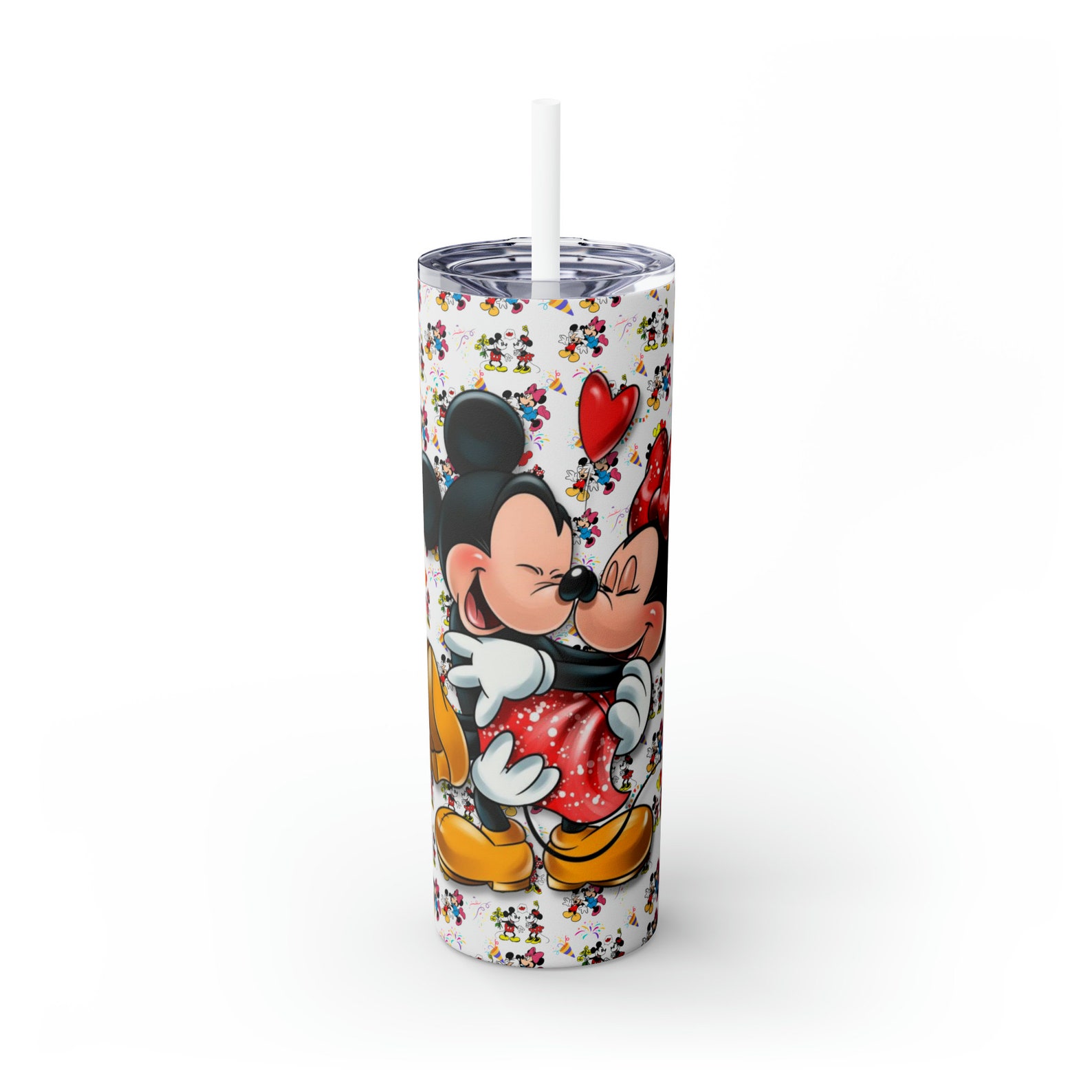 Mickey & Minnie Mouse (skinny Tumbler With Straw, 20oz) - Etsy